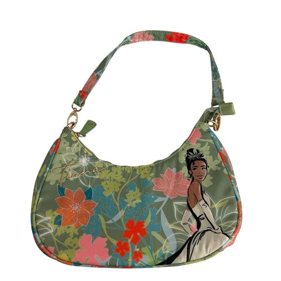 Disney | Bags | Disney Parks Tiana Purse Bag Green Printed Zip Shoulder ...